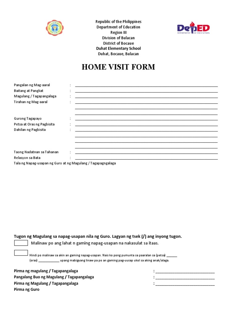 Home Visit Form | PDF