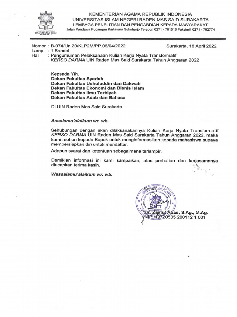 Pengumuman KKN Tahun 20212 | PDF