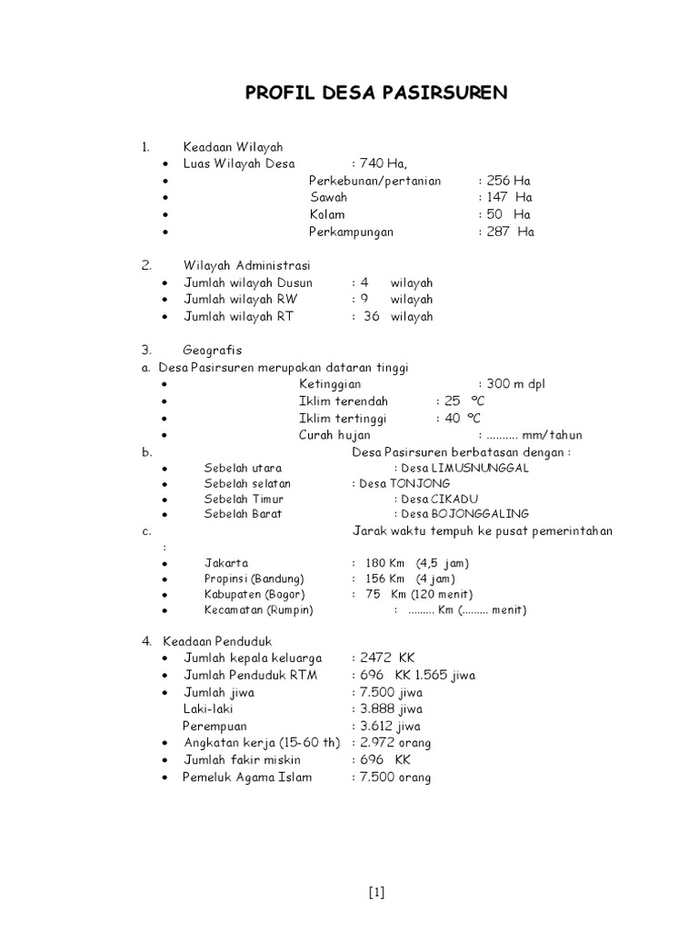 Profil Desa Pasirsuren | PDF