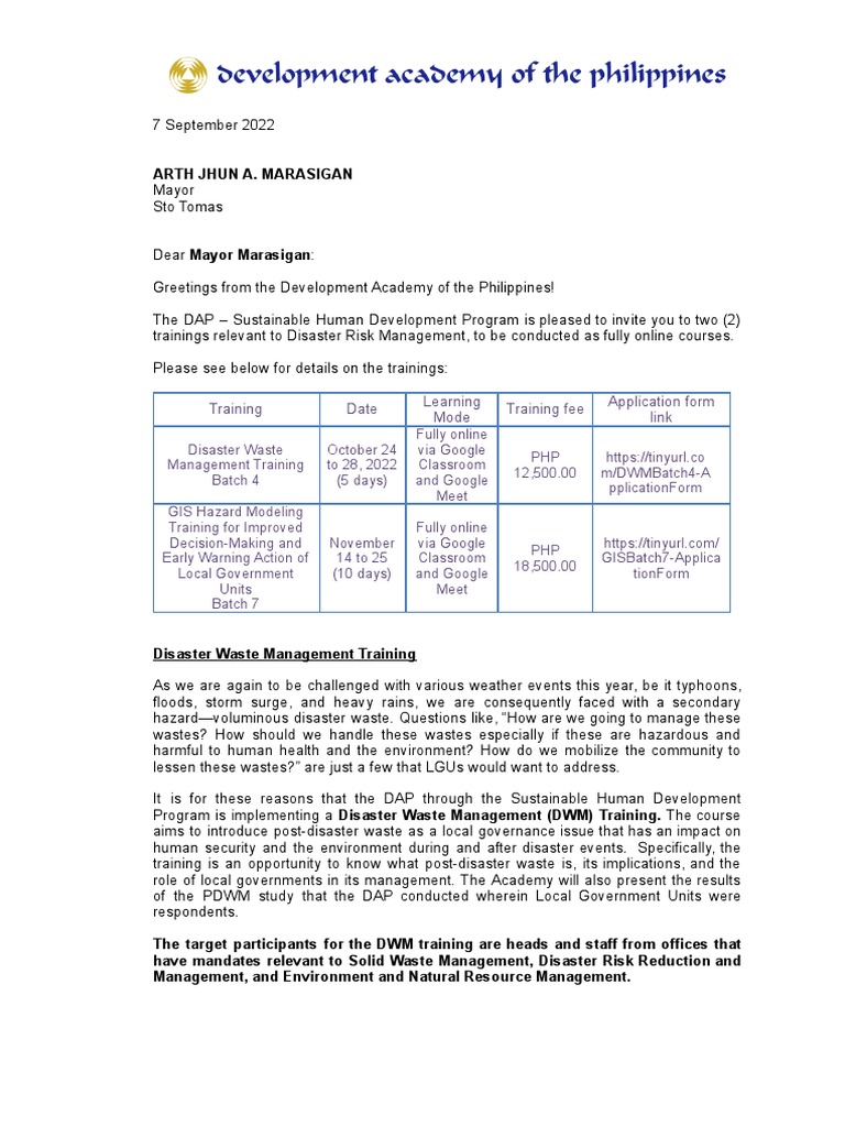 Invitation To Public Offerings Relevant To Disaster Risk Management ...