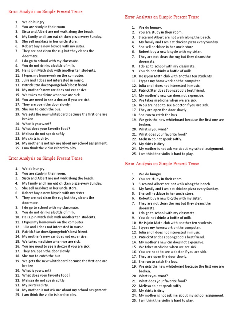 Error Analysis On Simple Present Tense | PDF