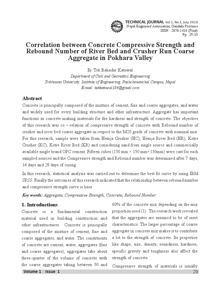 Correlation Between Concrete Compressive Strength and Rebound Number of River Bed and Crusher ...