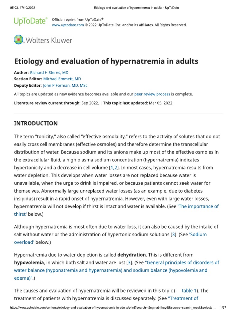 Tăng Natri Máu | PDF