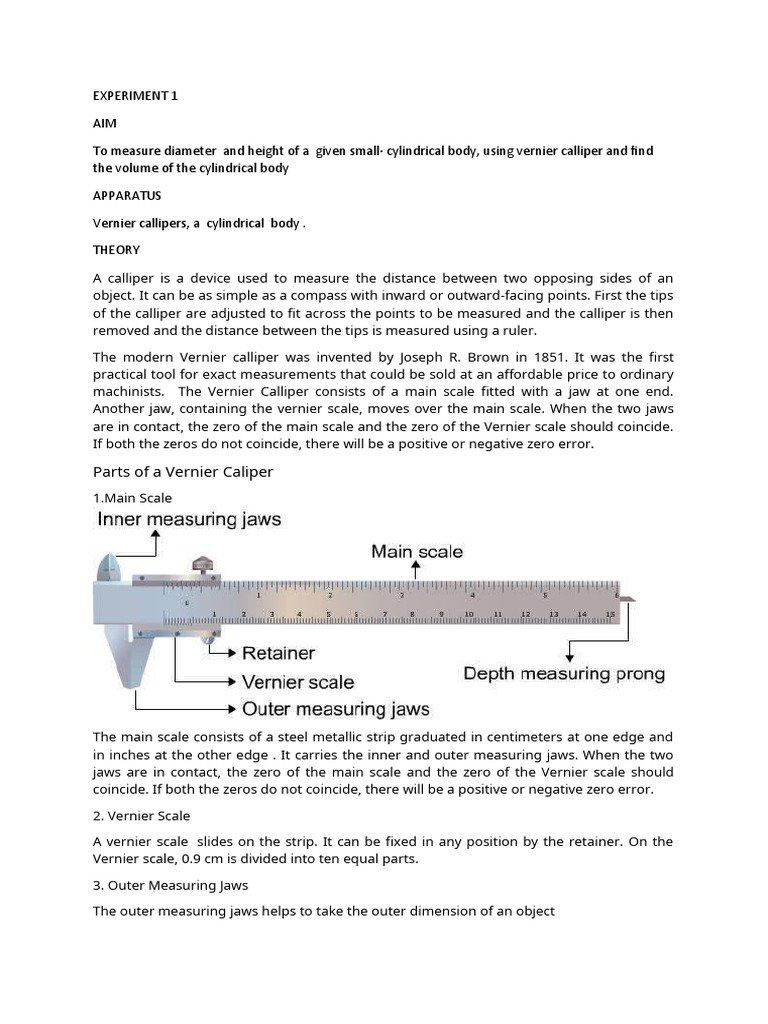 Parts of A Vernier Caliper | PDF | Metrology