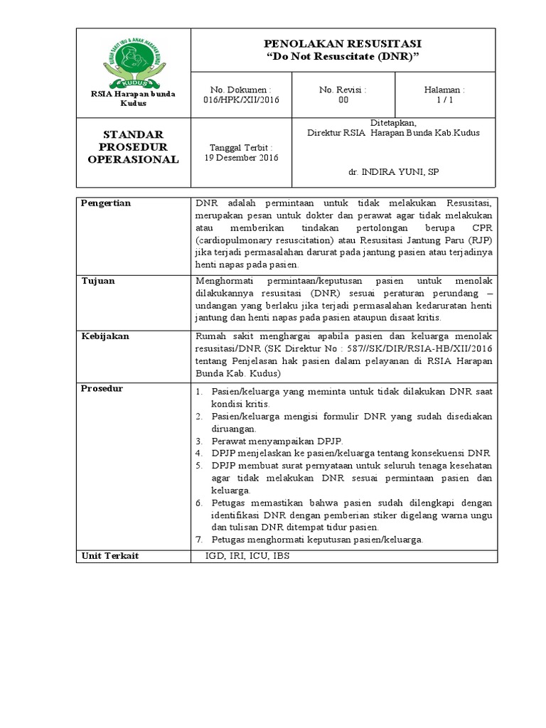 Spo Penolakan Resusitasi DNR | PDF | Pengembangan Diri