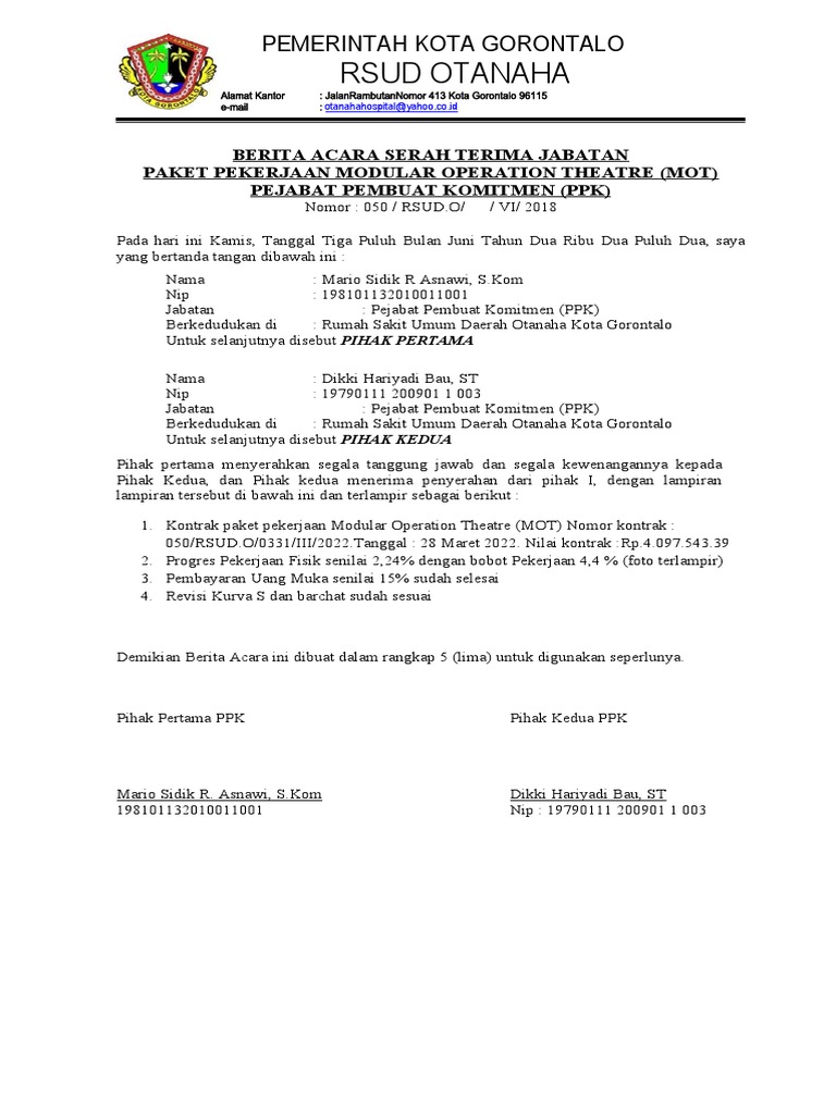 Bap Dan Adendum Serah Terima PPK | PDF