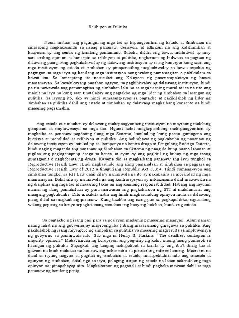 Relihiyon at Pulitika | PDF