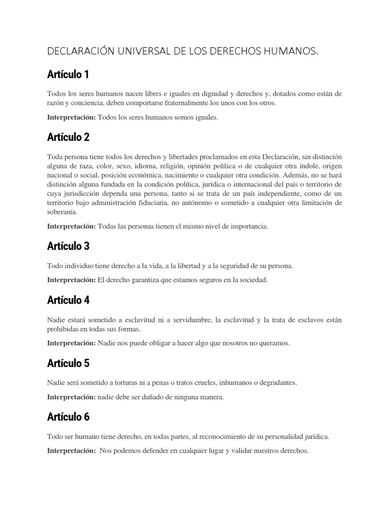 Declaración Universal de Los Derechos Humanos | PDF | Derechos ...