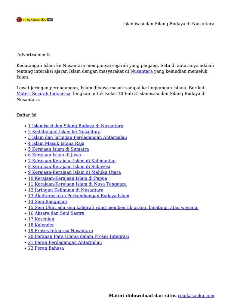 Islamisasi Dan Silang Budaya Di Nusantara | PDF