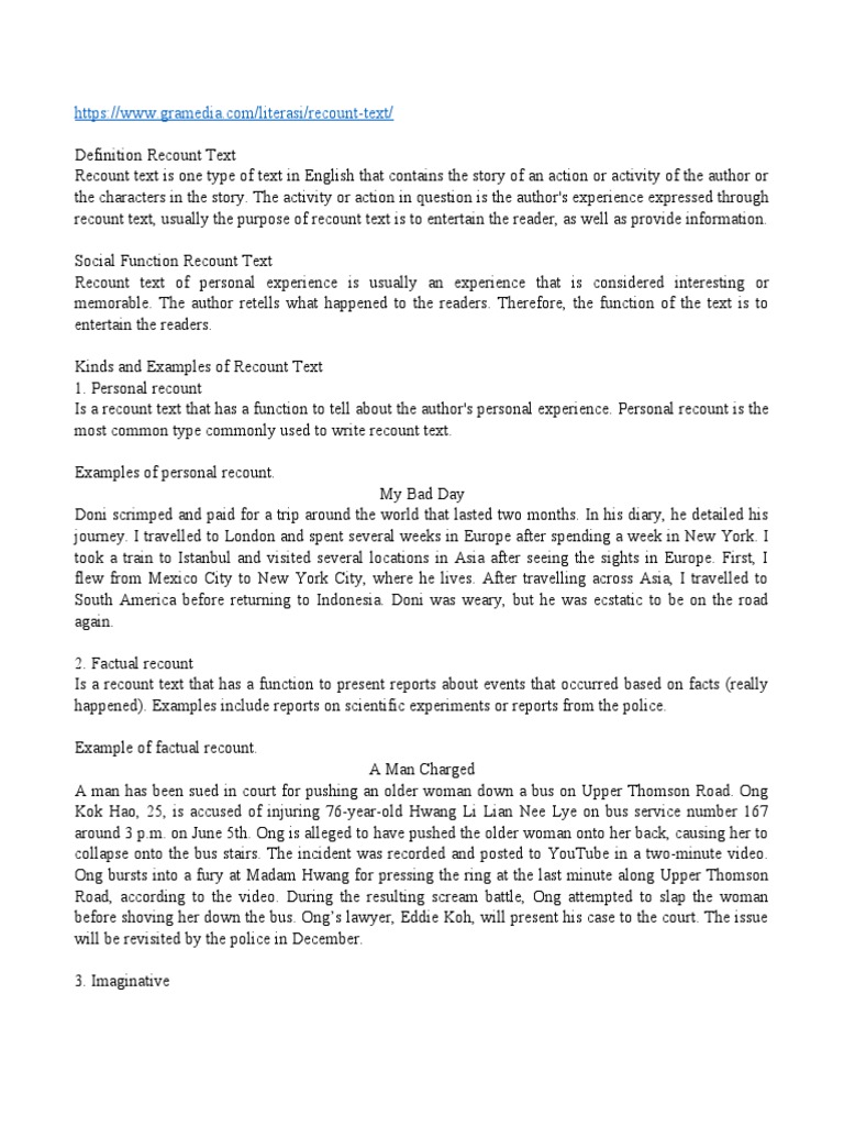 Recount Text | PDF | Grammatical Tense | Part Of Speech