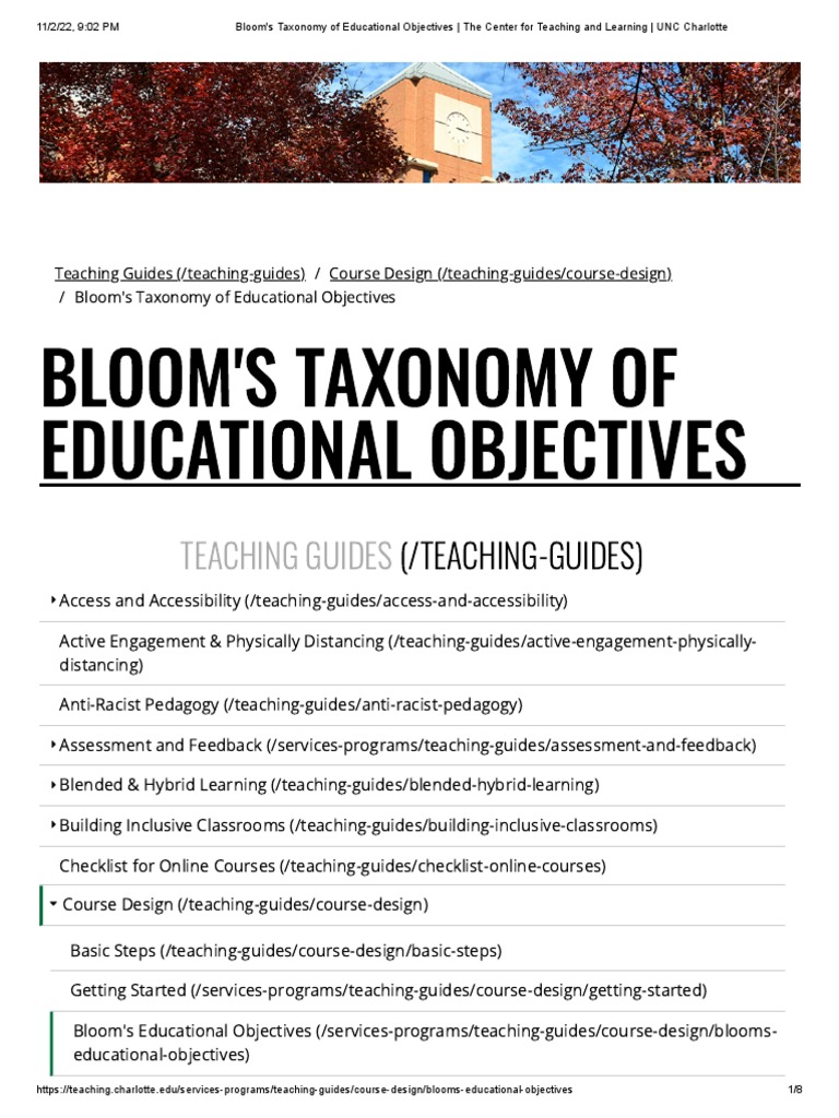 Bloom's Taxonomy of Educational Objectives - The Center For Teaching ...