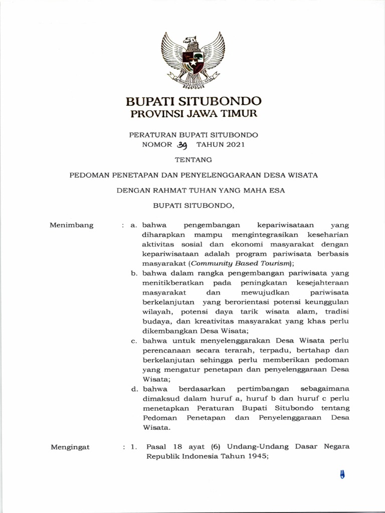 Perbup No. 39 Tahun 2021 | PDF