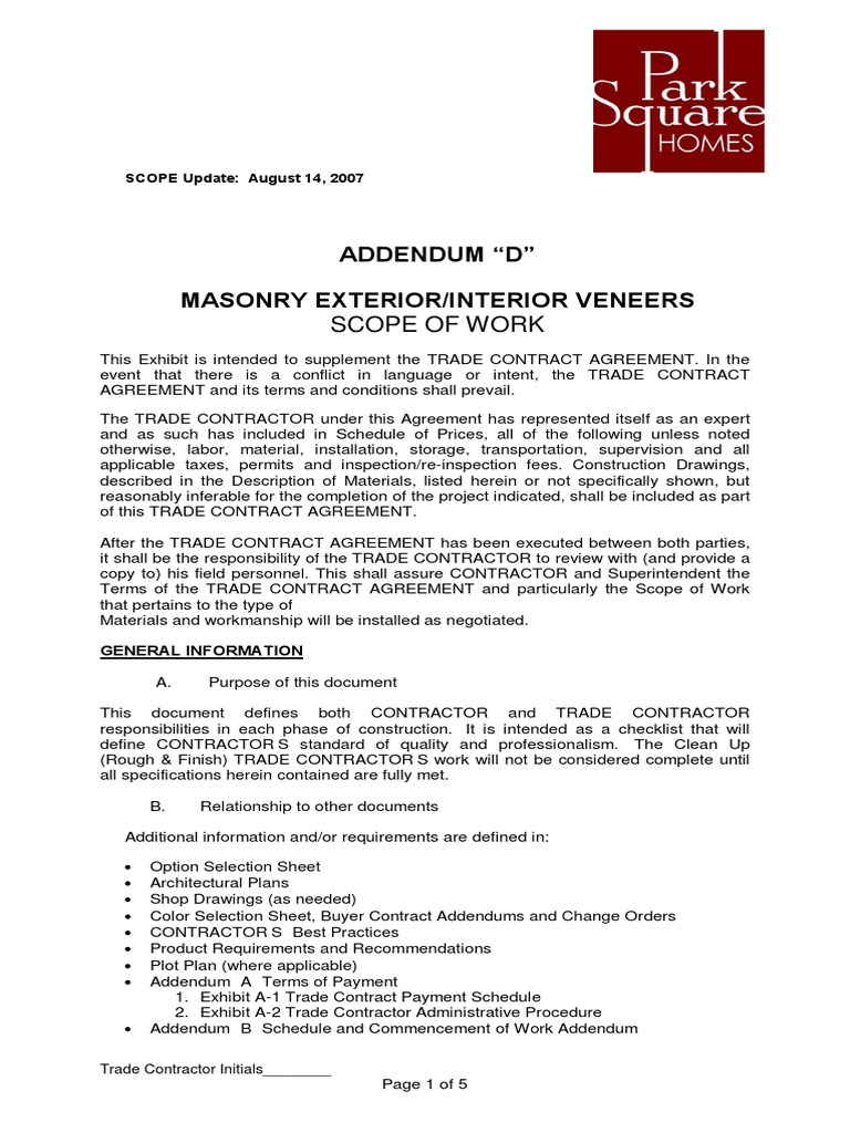 Interior Scope of Work Example | PDF | Mortar (Masonry) | Economic Sectors