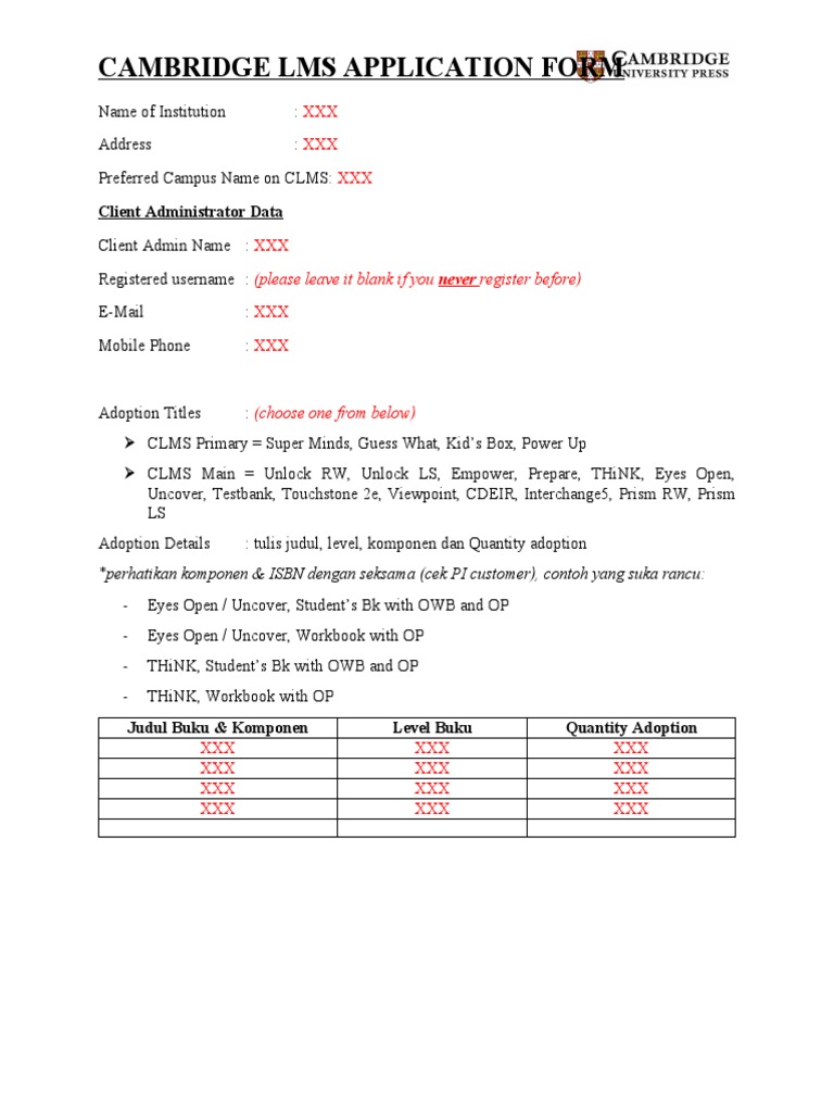 CLMS Application Form | PDF