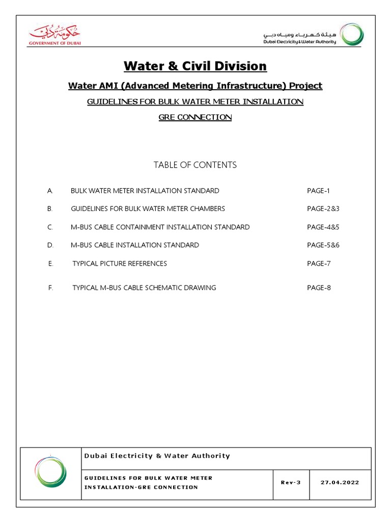 Bulk Water Meter Installation in Chamber GRE Connection Guidelines Rev3 ...