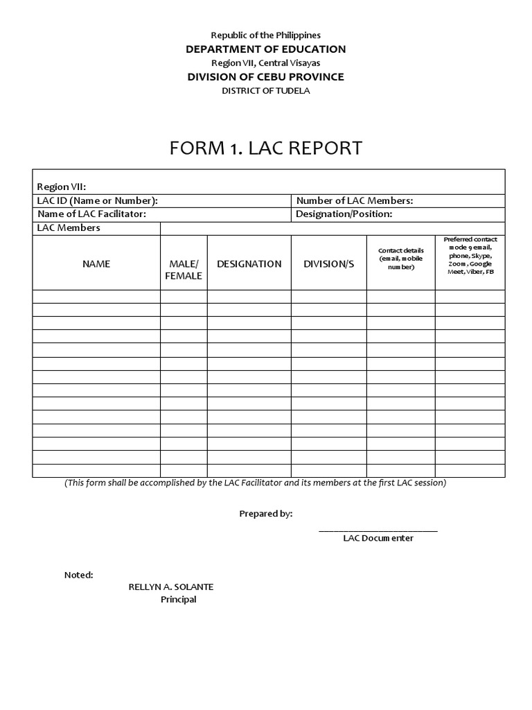 LAC Form 1 | PDF