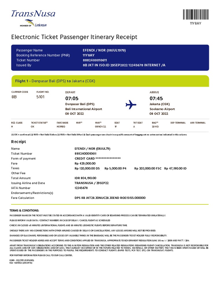 11y8ay Tickets Transnusa | PDF | Transport | Aviation