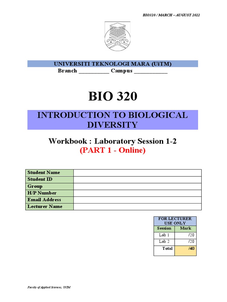 Lab Manual BIO320 - Part 1 (Online) | PDF | Microorganism | Microbiology Lab Manual BIO320 - Part 1 (Online) | PDF | Microorganism | Microbiology