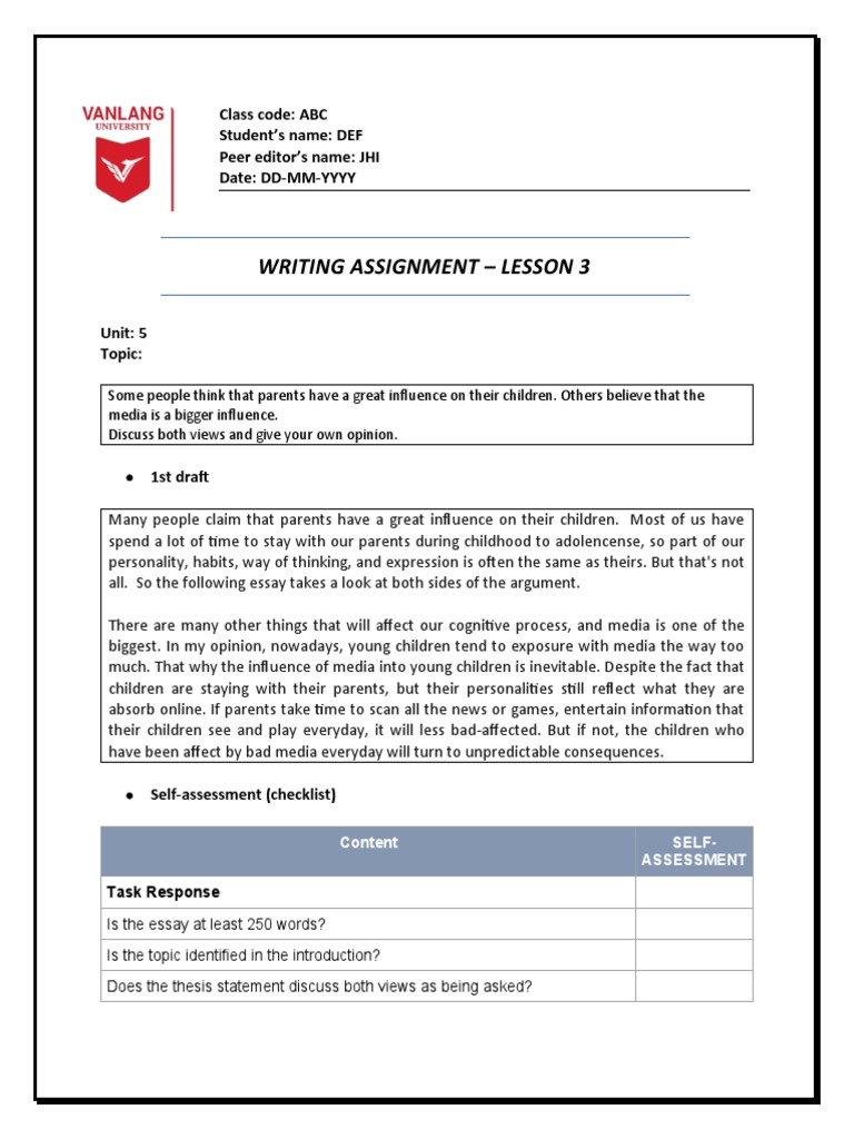 Demo - Writing Assignment Theo Template | PDF | Essays | Vocabulary