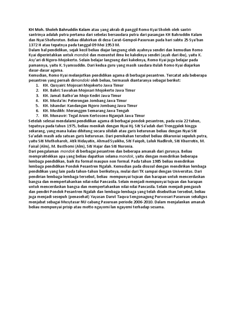 Biografi Romo Yai | PDF