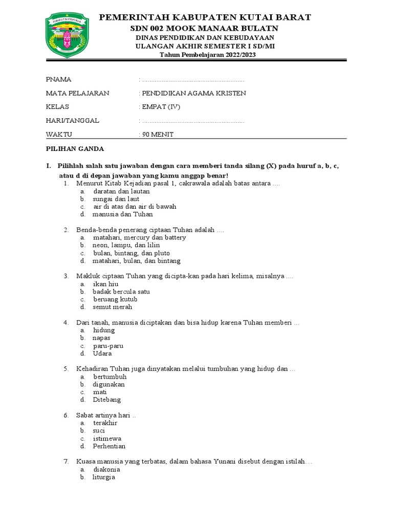 Soal Kelas 4 SDN | PDF