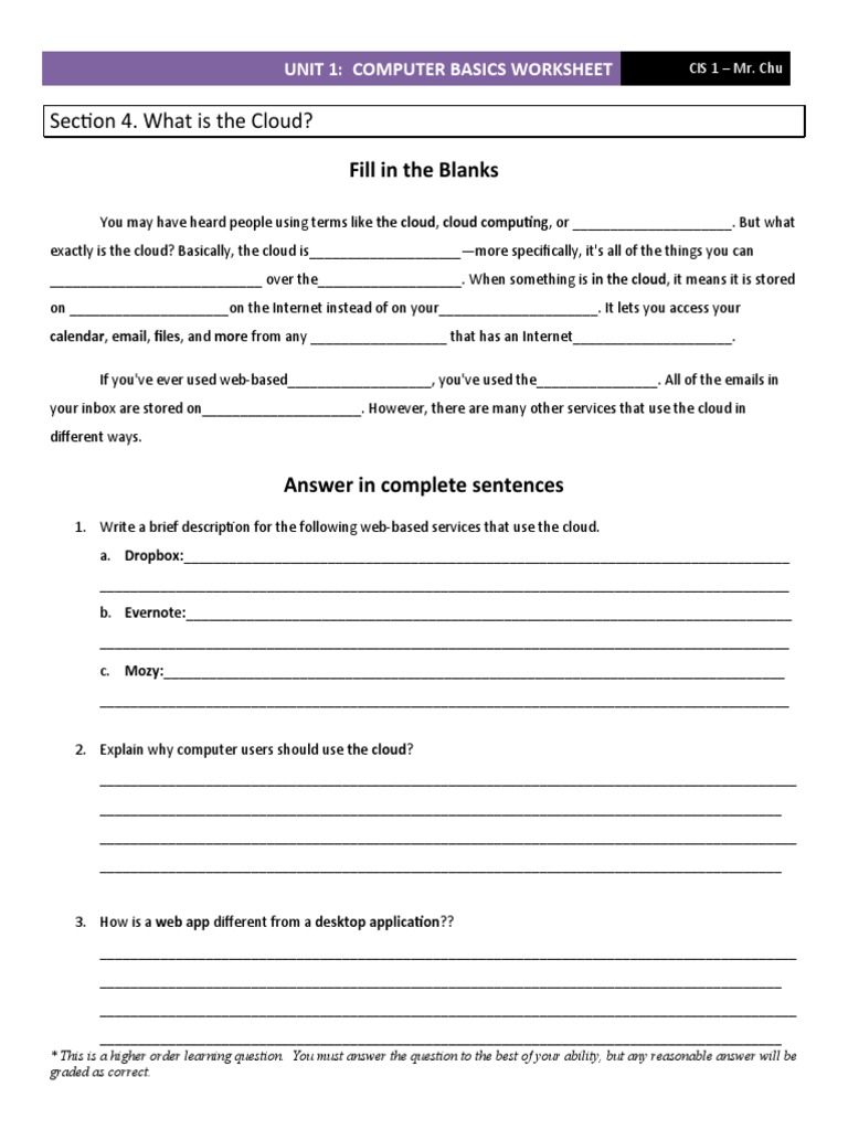 Computer-Basics Gcf-Understanding The Cloud | PDF | Cloud Computing | Web Application