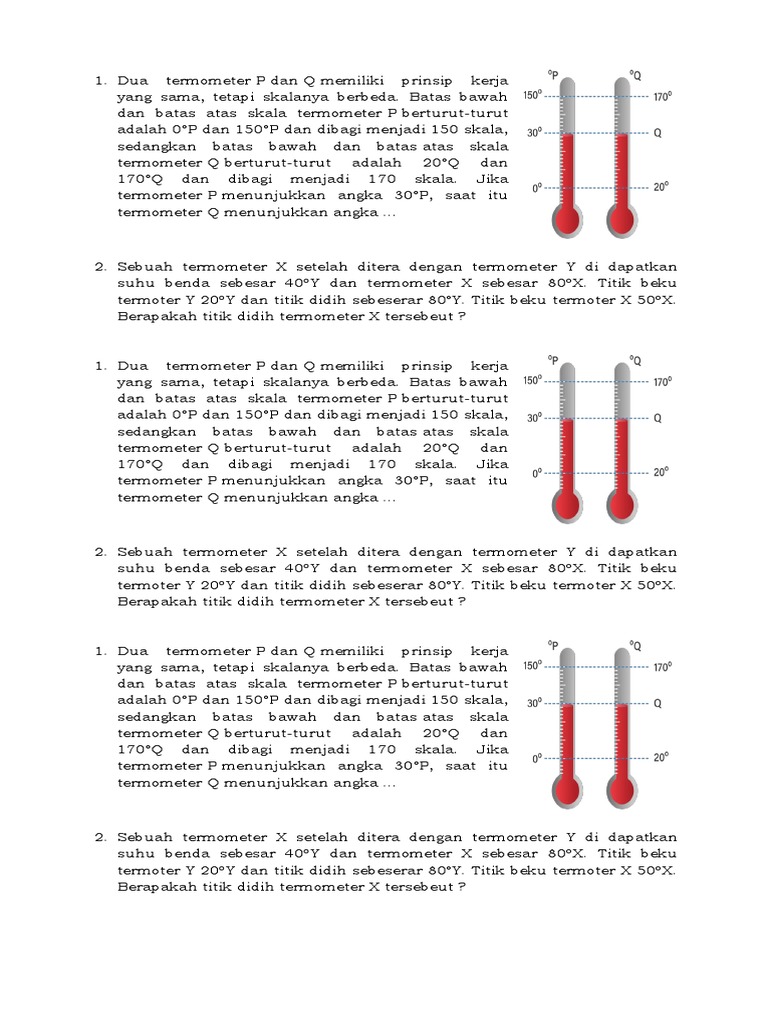 Soal Konversi Suhu Termometer X dan Y | PDF