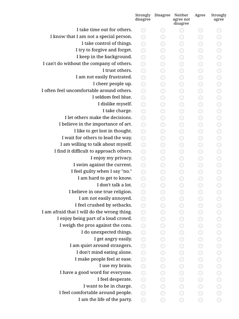 Cattell's 16 Personality Factors Test | PDF | Thought | Feeling