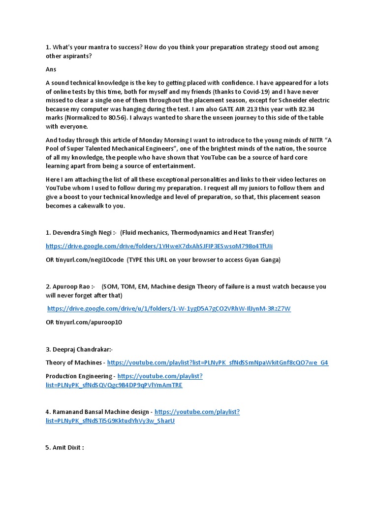 monday morning interview | PDF | Fluid Dynamics | Physical Chemistry