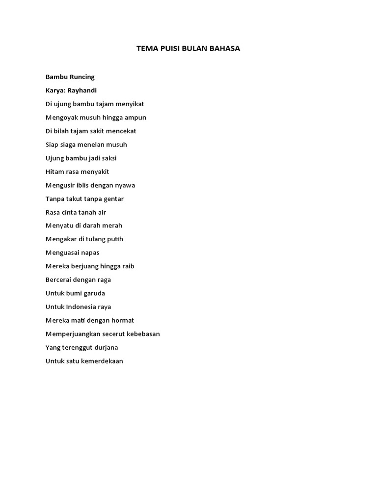 Judul Puisi Bulan Bahasa | PDF