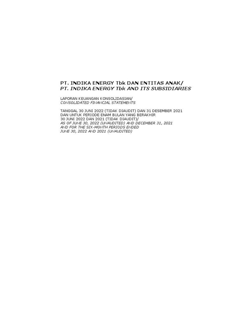 PT Indika Energy TBK - 30 June 2022 Final | PDF