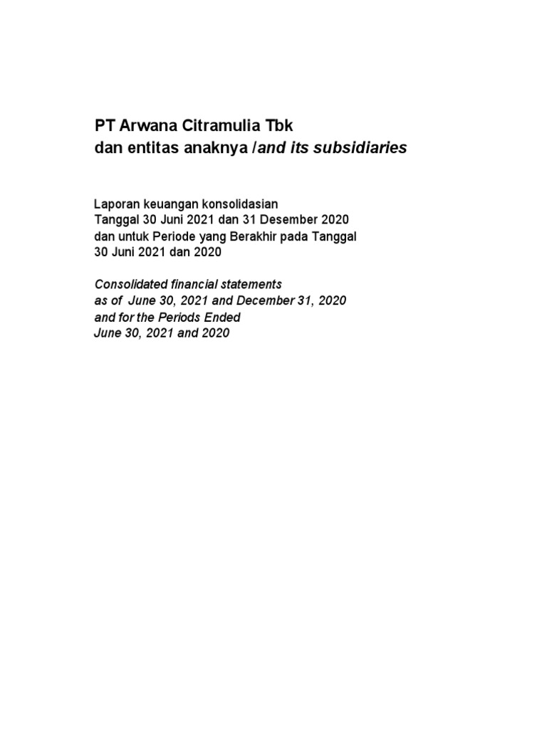 Arwana Citramulia TBK - 30 - 06 - 2021 - Released | PDF | Equity ...