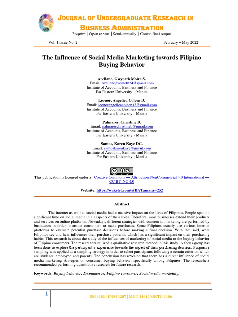 The Influence of Social Media Marketing Towards Filipino Buying ...