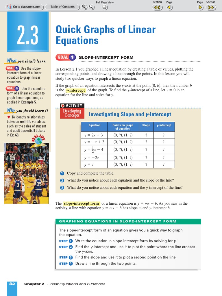 2.3 Quick Graphs of Linear Equations | PDF | Equations | Mathematics