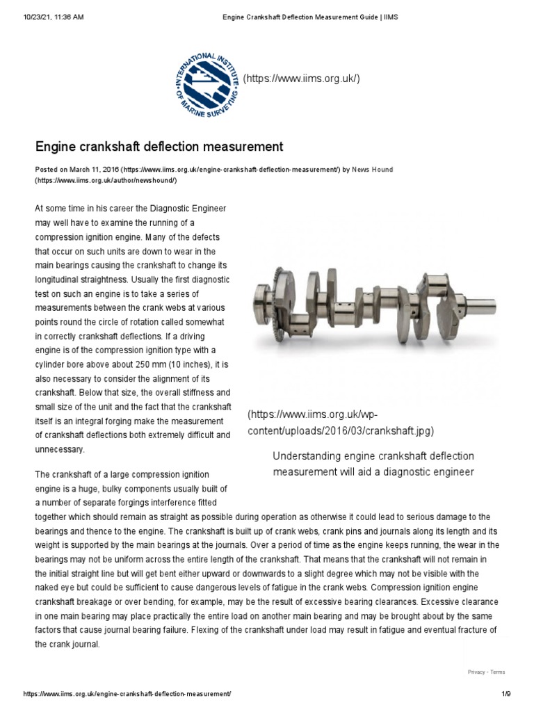 Crankshaft Deflection Measurement Guide | PDF | Bearing (Mechanical ...