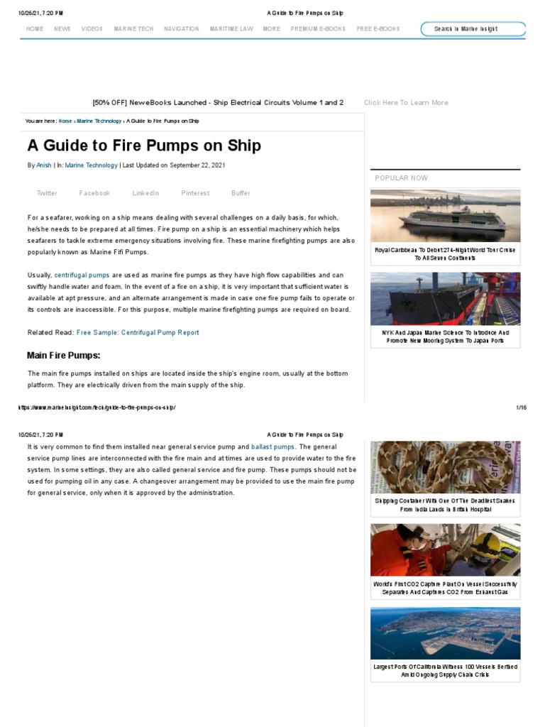 A Guide To Fire Pumps On Ship | PDF | Pump | Ships