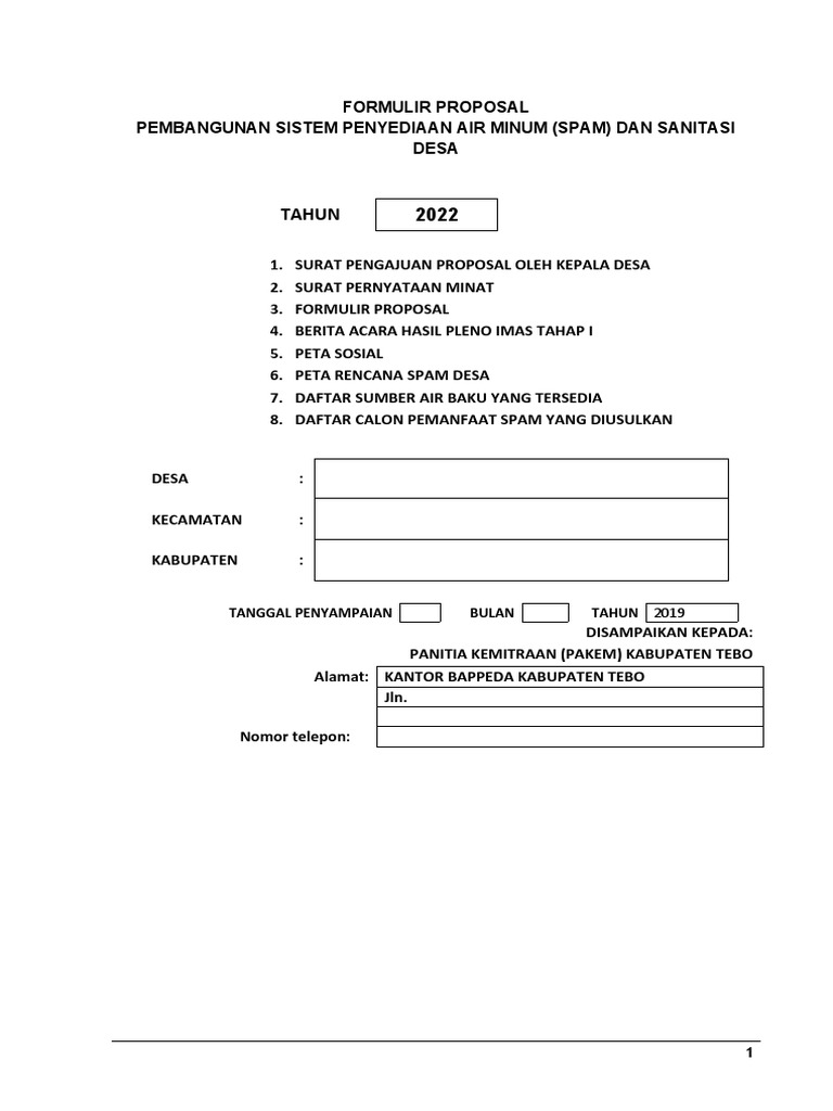 1.formulir Proposal Pamsimas | PDF