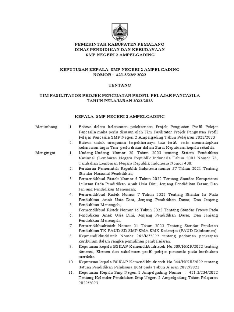 SK Tim Fasilitator P5 TP 2022 - 2023 | PDF
