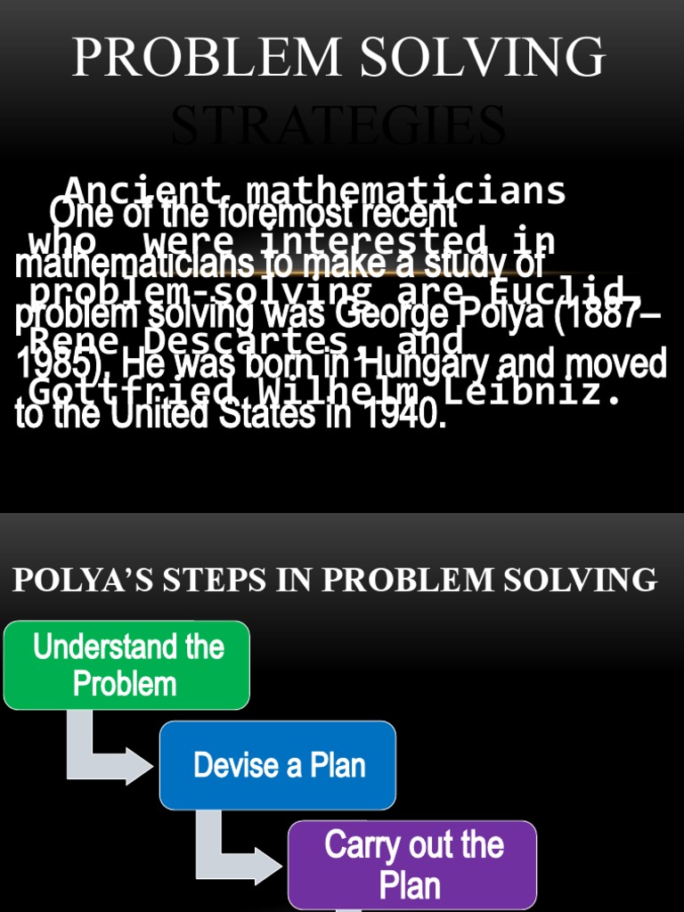 Polya's Problem Solving Strategies | PDF | Equations | Cognitive Science