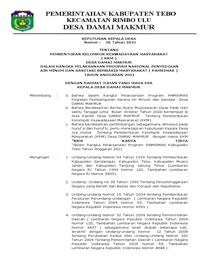 SK Kkm. Tirta Karya | PDF | Griya & Taman