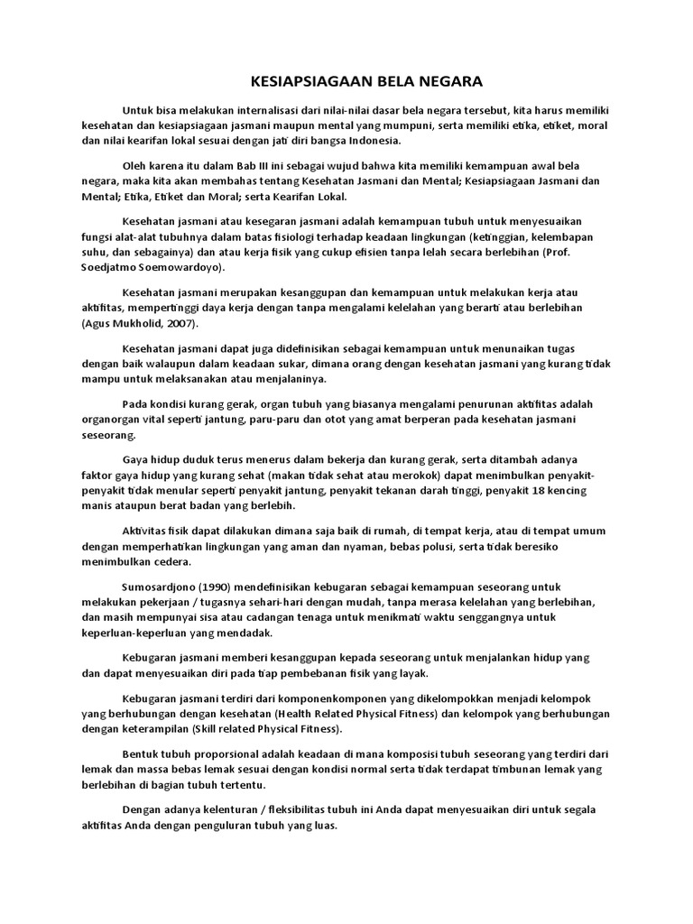 Ringkasan Kesiapsiagaan Bela Negara | PDF