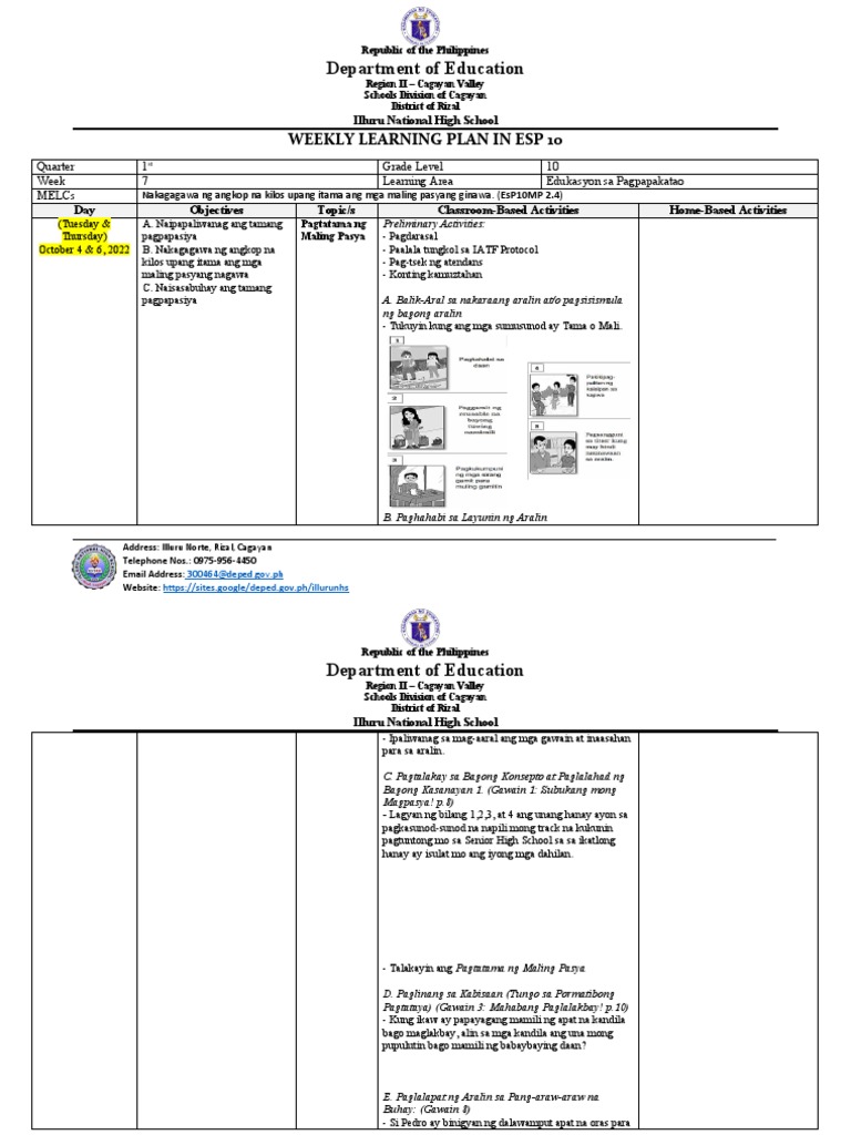 ESP 10 - WLP - QUARTER 1 - Module 5 | PDF