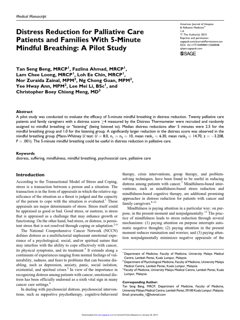 5-Minute Mindful Breathing | PDF | Palliative Care | Mindfulness