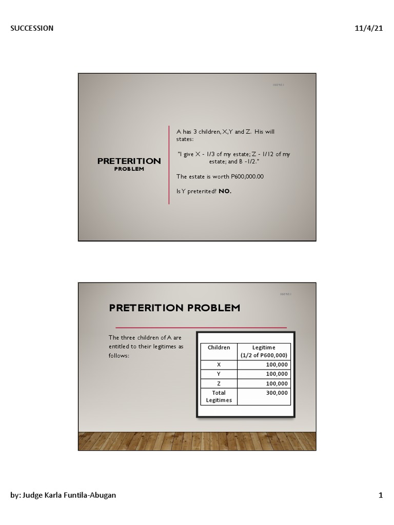 Preterition Problem | PDF | Inheritance | Jurisprudence