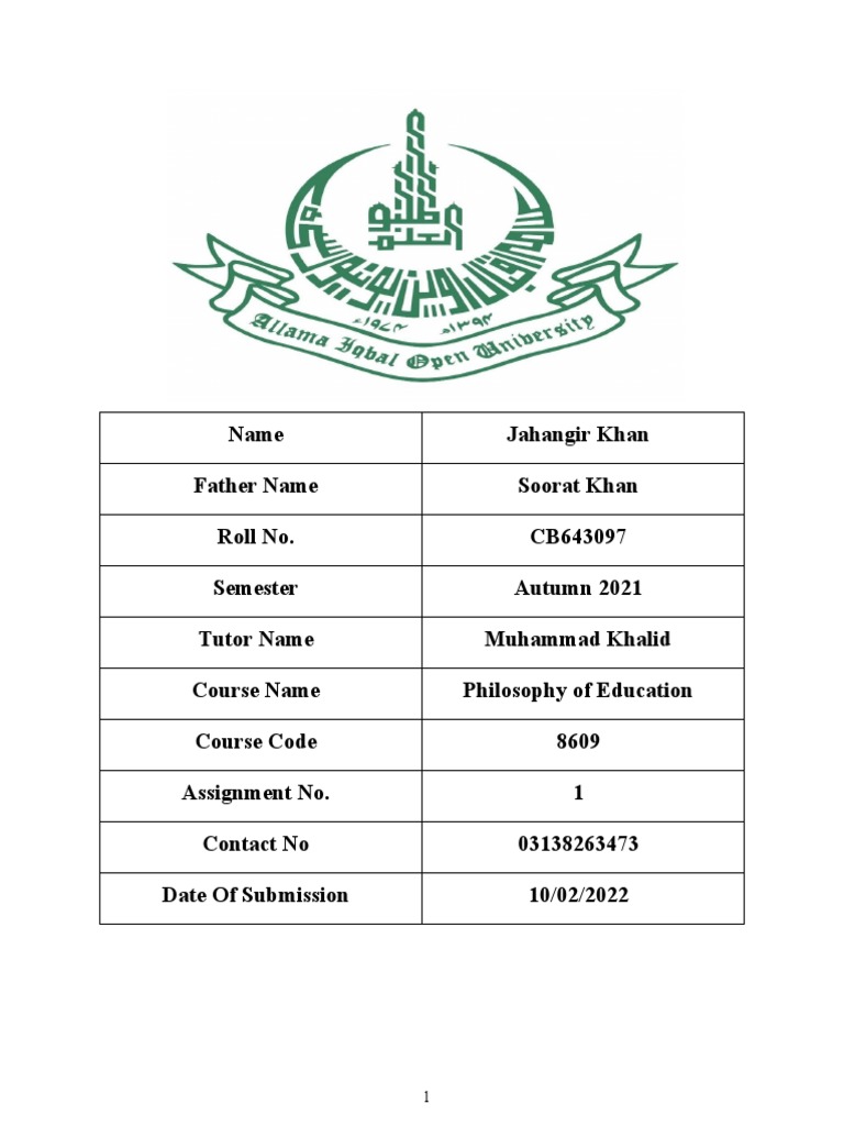 8609 1 | PDF | Idealism | Philosophy Of Education