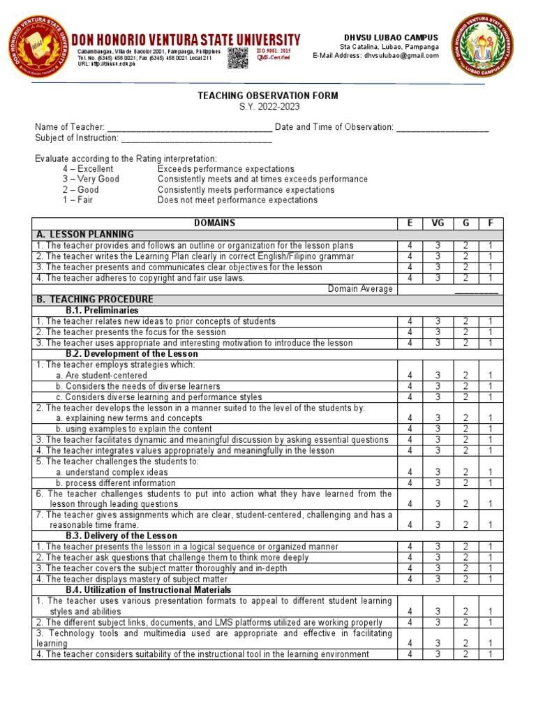 Observation Tool Report | PDF | Teachers | Learning