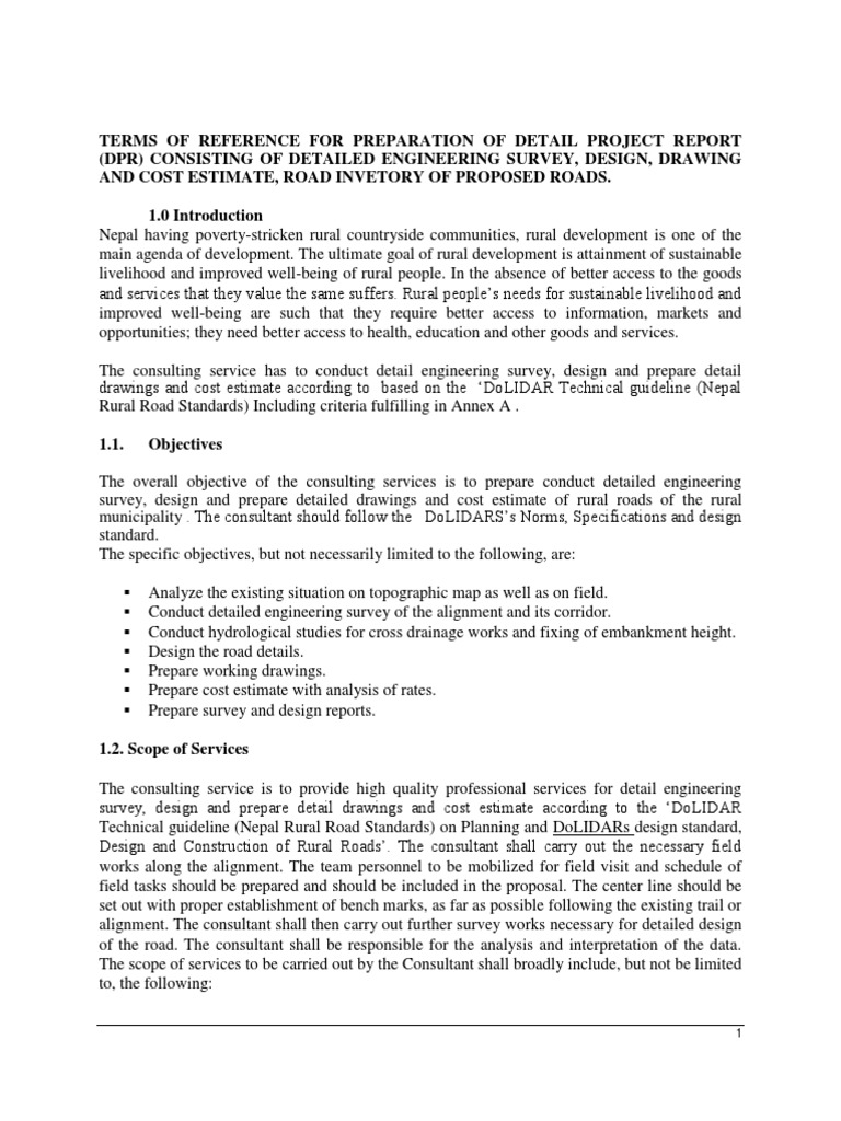 Preparing a Detailed Project Report for Rural Road Development in Nepal ...