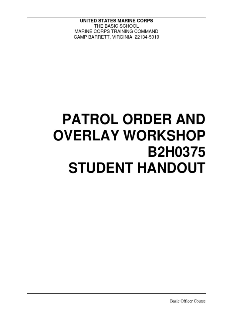 B2H0375 Patrol Order and Overlay Workshop | PDF | Reconnaissance | Cbrn ...
