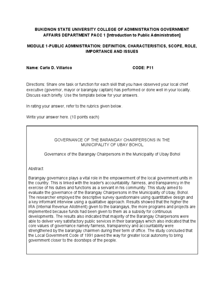 5BUKIDNON STATE UNIVERSITY COLLEGE OF ADMINISTRATION GOVERNMENT AFFAIRS ...