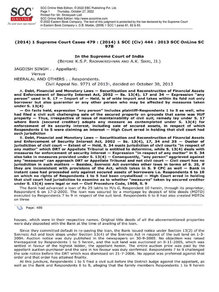 Jagdish Singh v. Heeralal, (2014) 1 SCC 479 | PDF | Public Law | Judiciaries